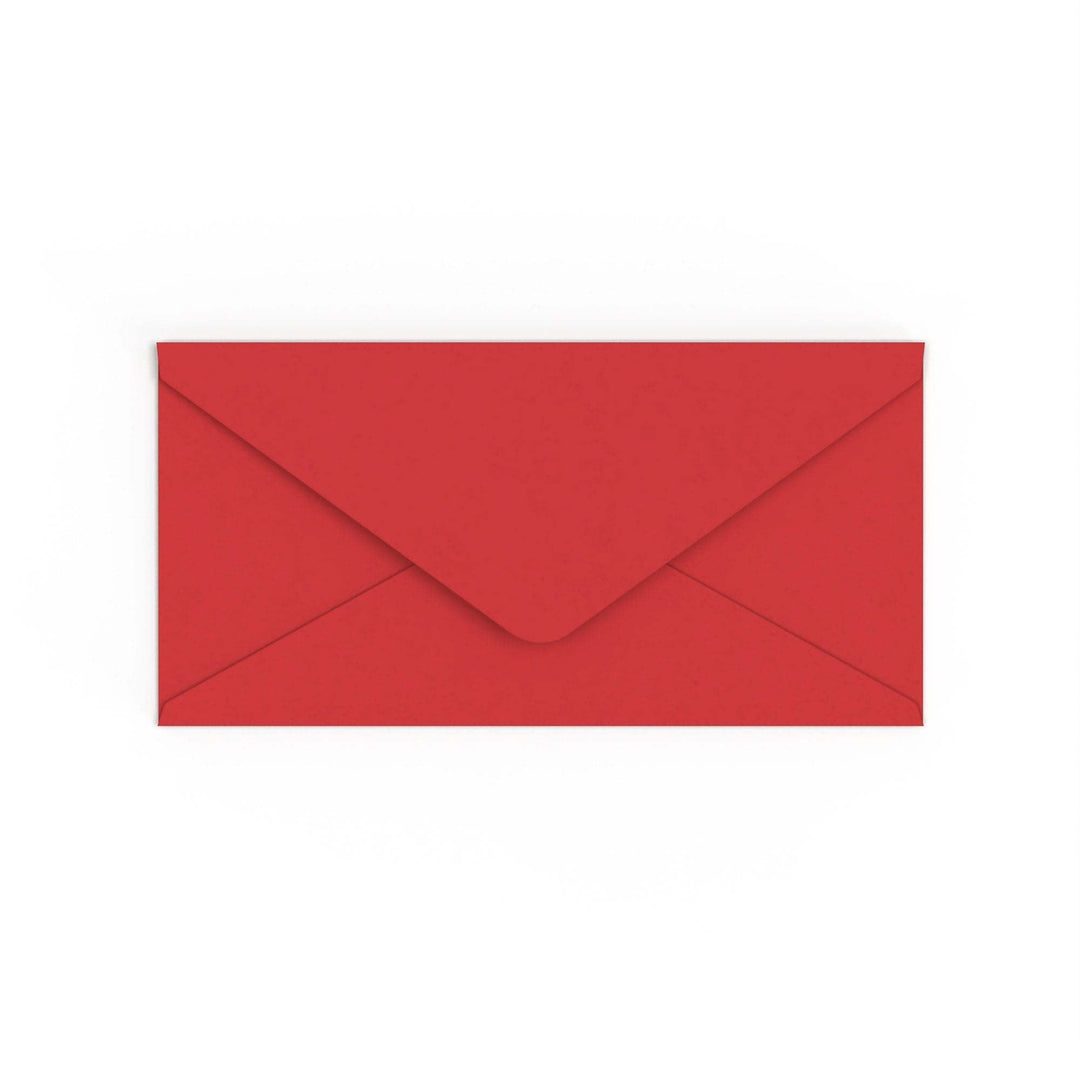 DL Cherry Red British Made 100gsm Gummed V-Flap Envelope (110 x 220mm ...