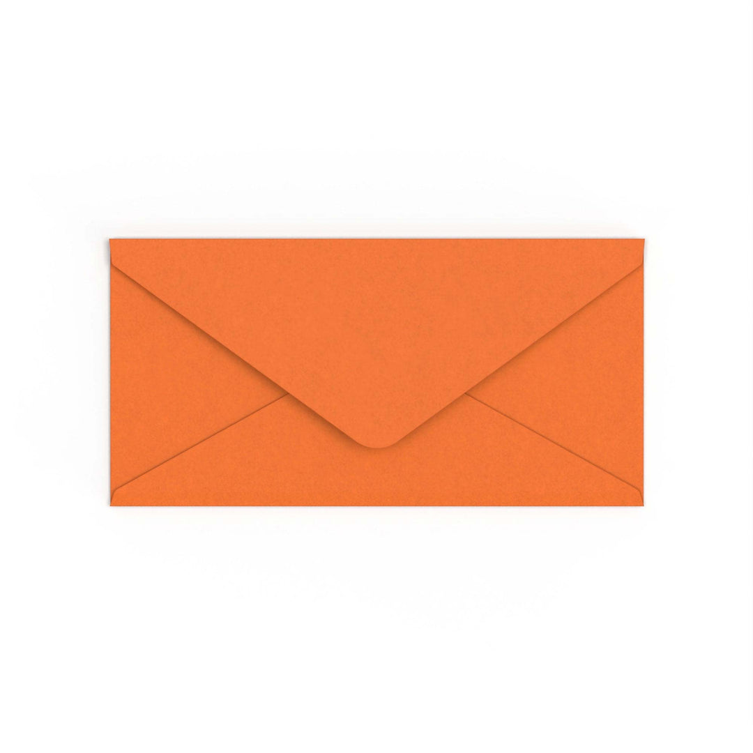 DL Flame Orange British Made 100gsm Gummed V-Flap Envelope (110 x 220mm ...