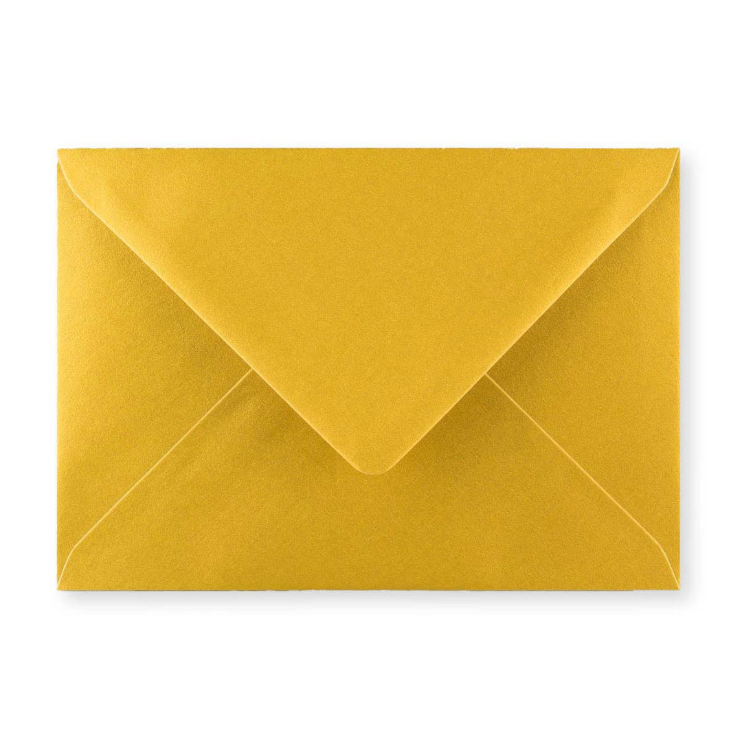 Metallic Gold 100gsm Gummed V-Flap Greeting Card Envelope (125 x 175mm ...