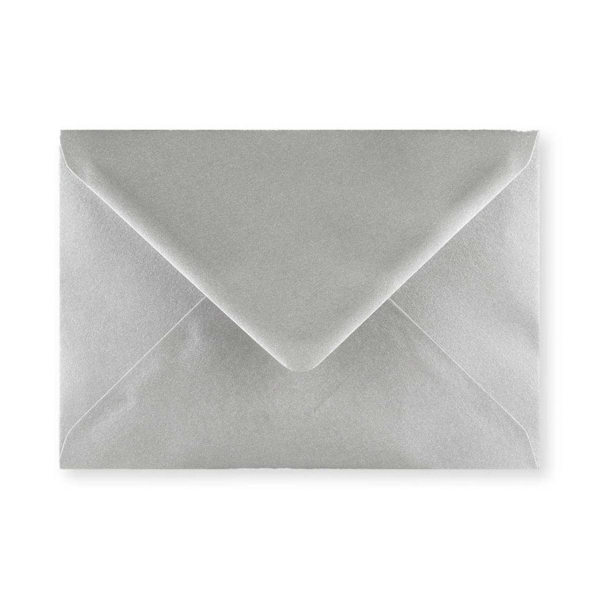 Metallic Silver 100gsm Gummed V-Flap Greeting Card Envelope (133 x ...